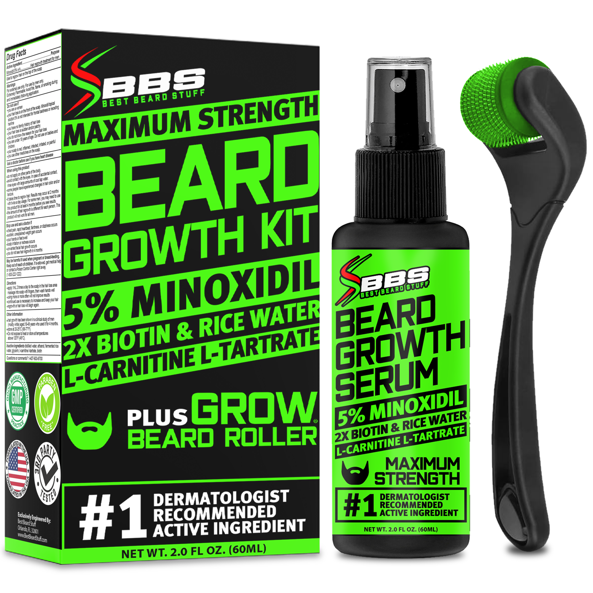 Best Beard Stuff 5% Minoxidil Beard Growth Serum + Roller – bestbeardstuff
